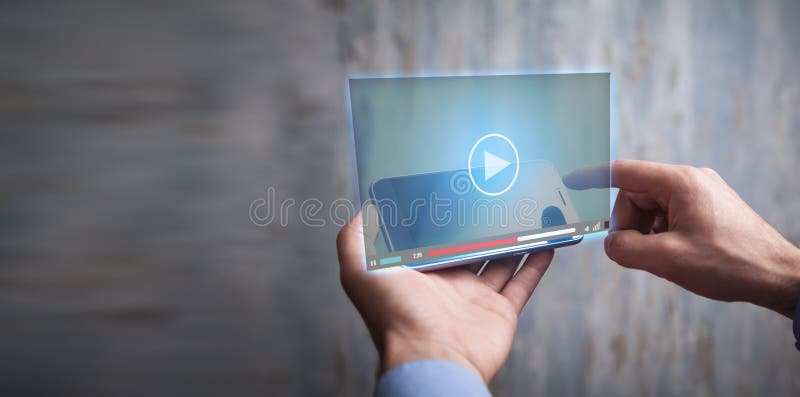 Human Showing Video Player. Technology Stock Illustration ...