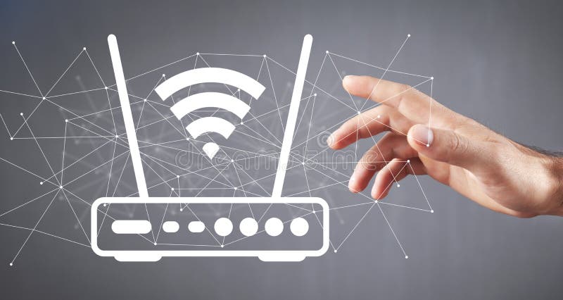 Human Showing a Wifi Router and Network Stock Photo - Image of ...