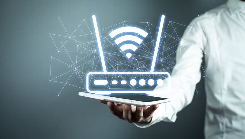 Human Showing a Wifi Router and Network Stock Photo - Image of speed ...