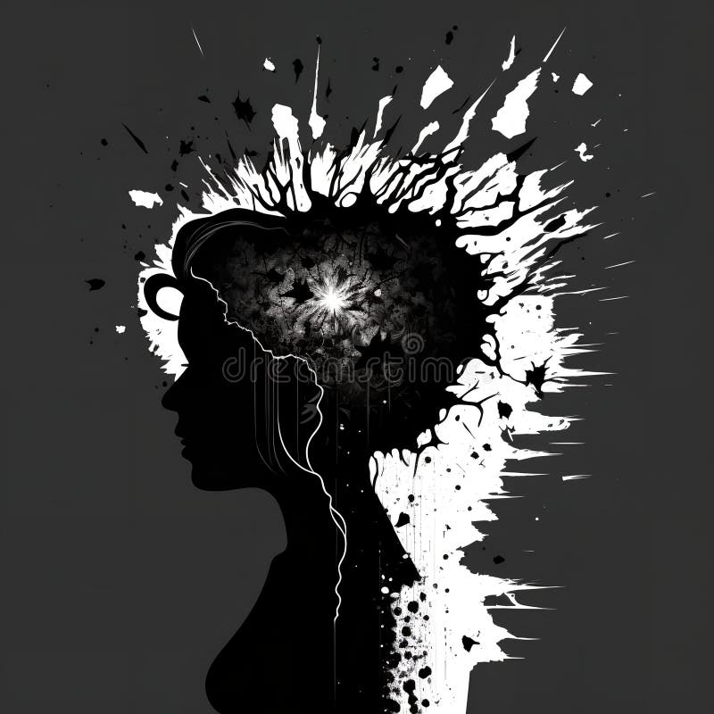 Human Silhouette Brain Trauma or Stress Concepts. Ai Generated Image ...