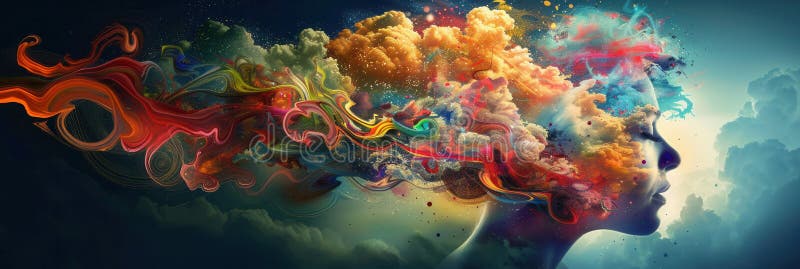 A Human Silhouette Bursts with Vivid Colors and Abstract Forms ...