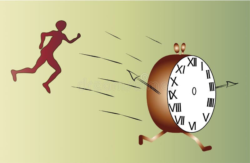 Human Silhouette Chasing Alarm Clock Stock Illustration - Illustration ...