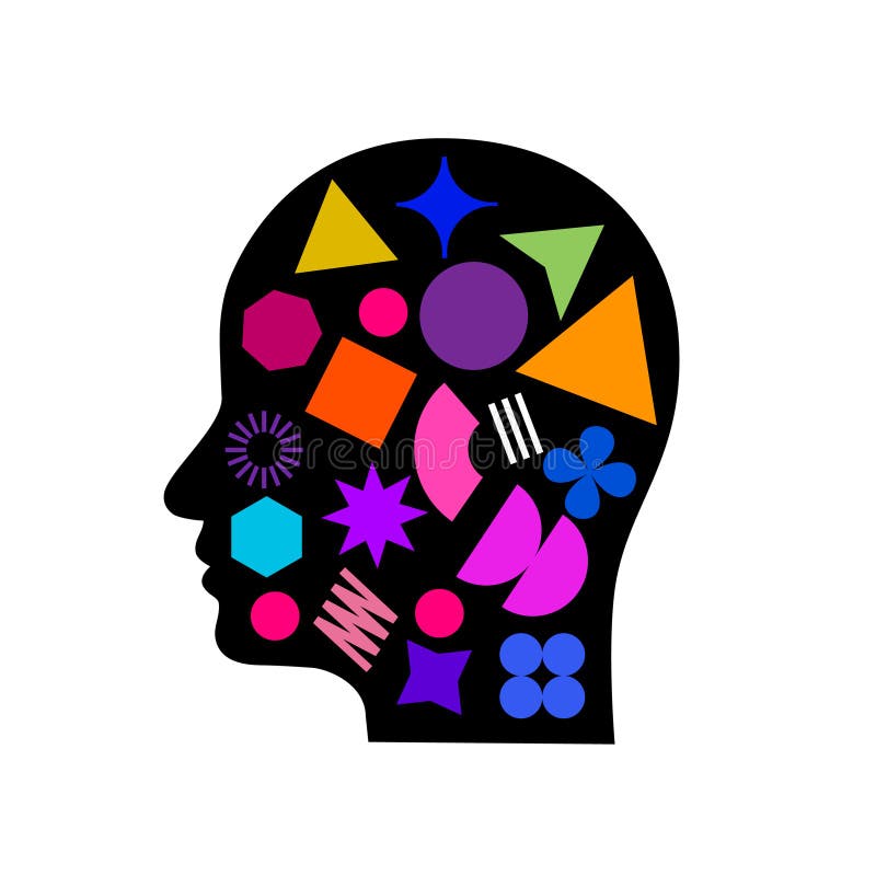 Human Silhouette with Colored Figures Stock Illustration - Illustration ...