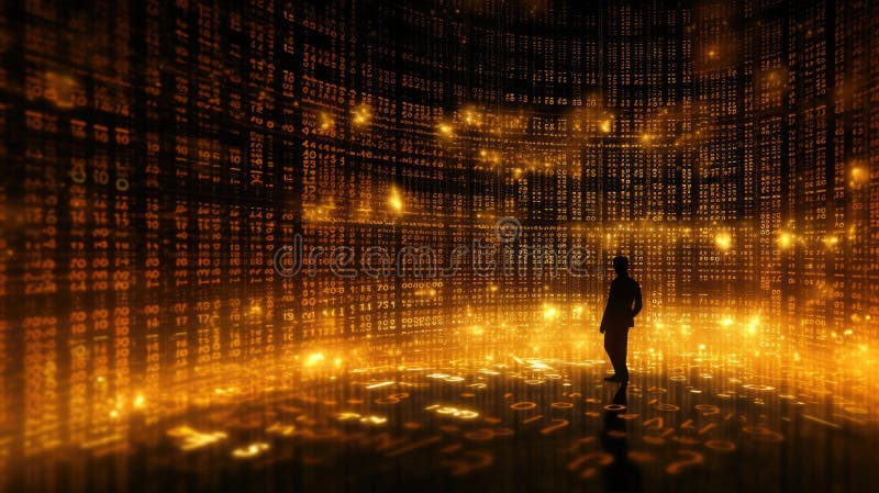 Human Silhouette in Digital World with Binary Code. Generative AI Stock ...