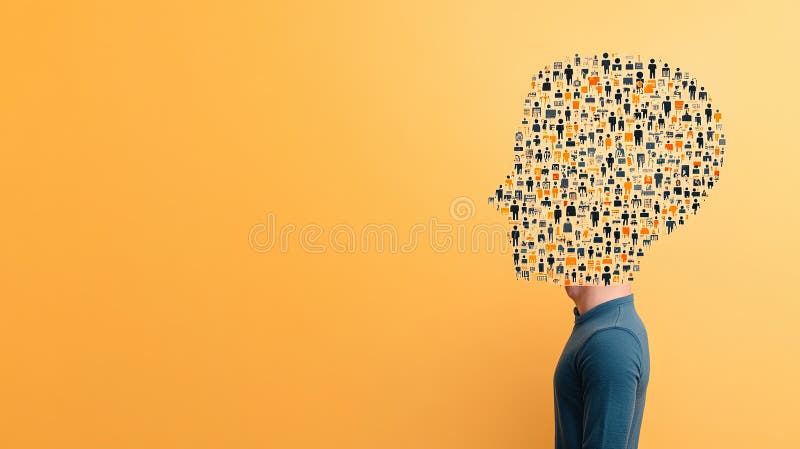 Human Silhouette Filled with Diverse Icons Representing Community ...