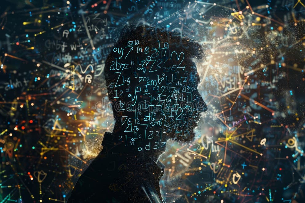 Human Silhouette Filled with Equations Representing Over ...