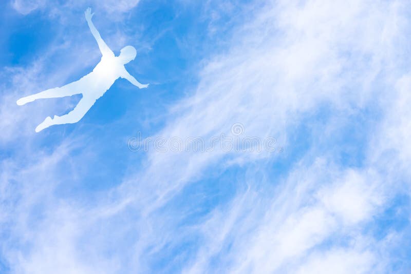 Human Silhouette in Flight Against the Sky Stock Image - Image of ...