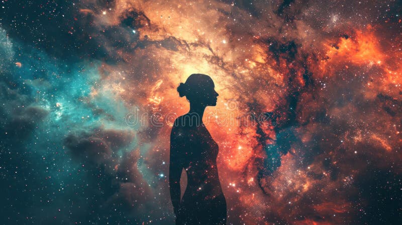 Human Silhouette with a Galaxy Inside Inner Universe - AI Generated ...