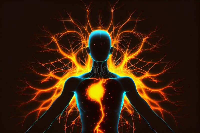 Human Brain Consisting of Protons and Neurons, Nerve Impulses. AI ...