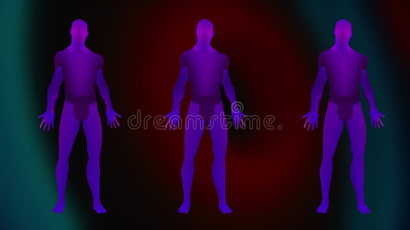 Human Silhouette with Multicolor Neon Radiation, Computer Generated ...