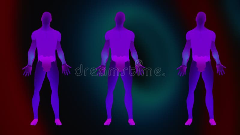 Human Silhouette with Multicolor Neon Radiation, Computer Generated ...