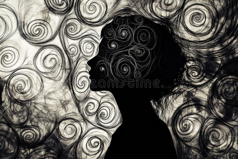 A Human Silhouette Stands Against a Backdrop of Swirling Patterns ...