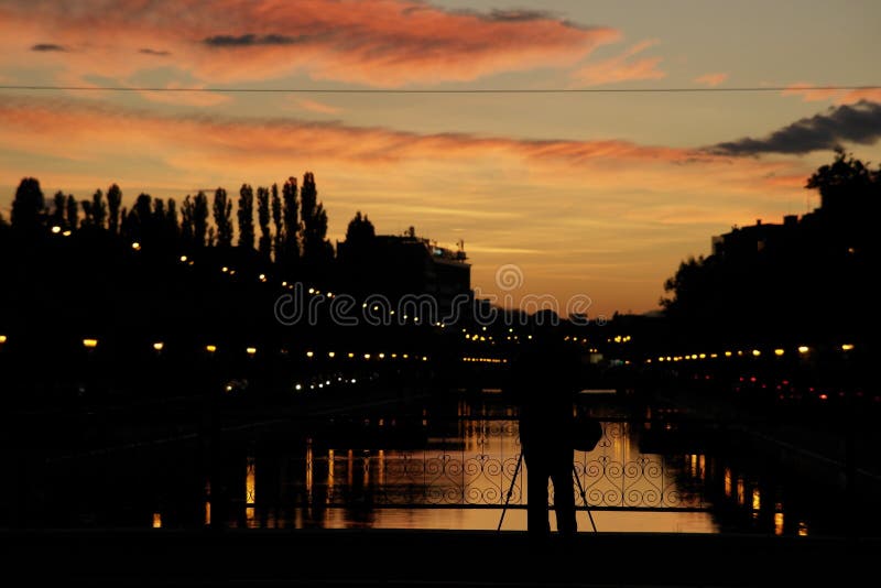 Human Silhouette In Sunset Sky Stock Image - Image of sunset, hour ...