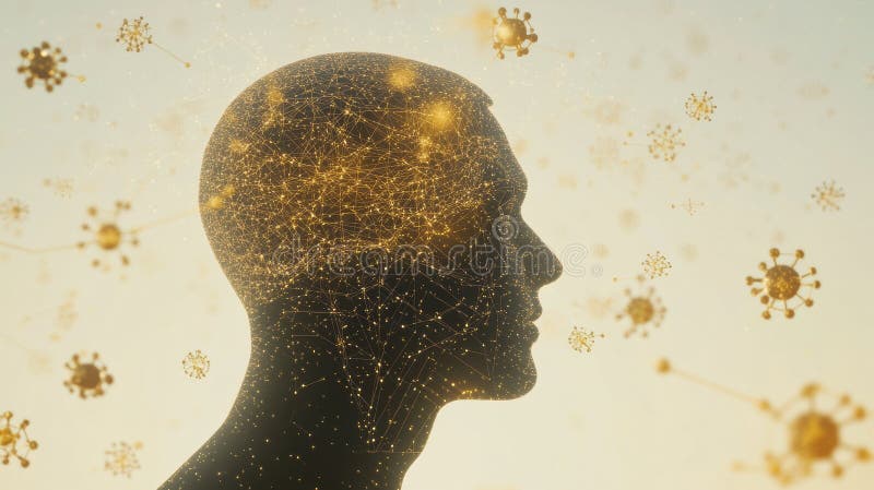 A Human Silhouette is Surrounded by Intricate Molecular Structures and ...