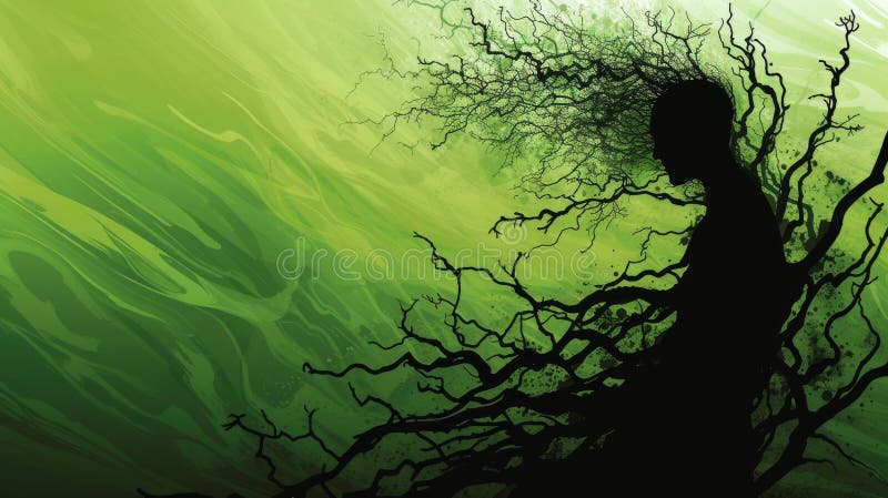Human Silhouette with Tree Roots Blending into the Background Stock ...