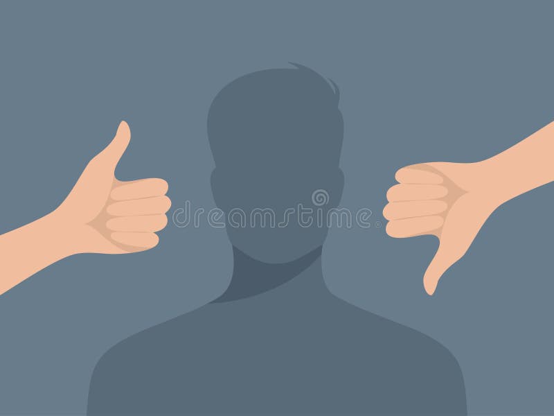 Human Silhouette and Two Hands on Sides Showing Like and Dislike ...