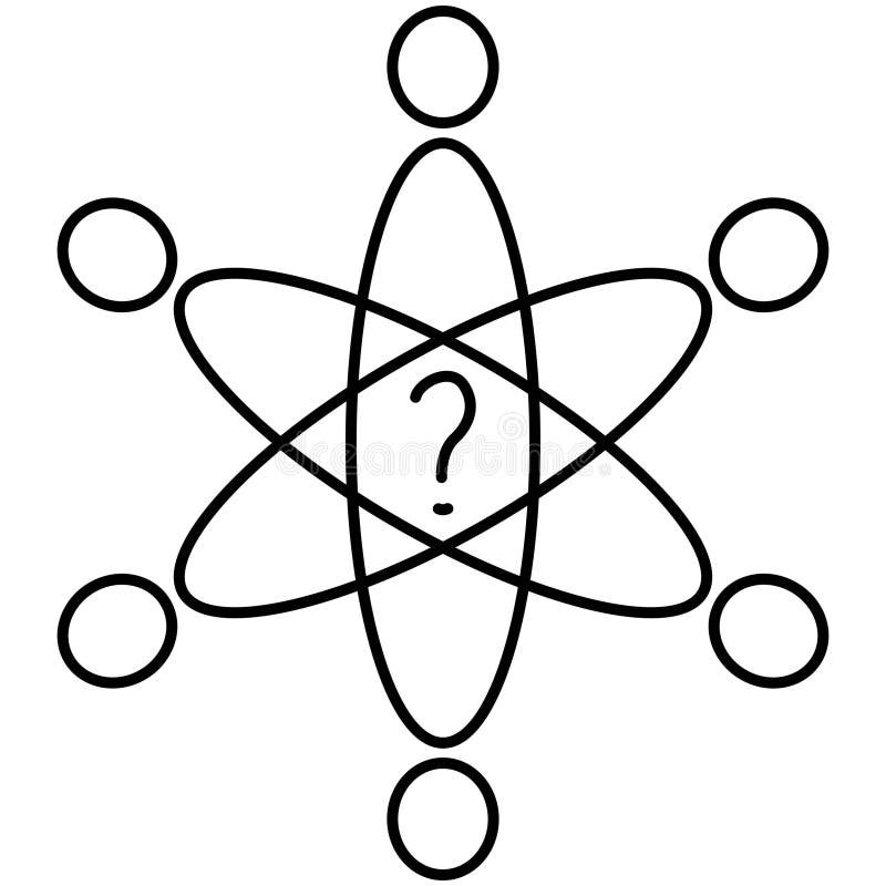 Human Silhouettes in the Shape of an Atom with a Question Mark in the ...