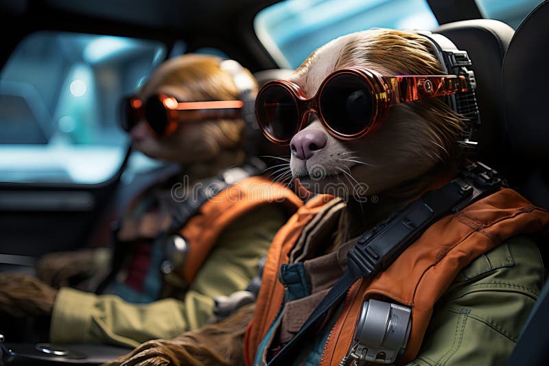 Human-sized Rats Sit in a Car with Sunglasses Over Their Eyes. Stock ...