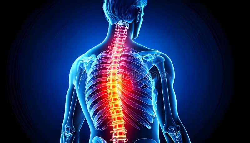 3d Render of Male Skeleton Showing Spinal Column Pain Stock ...