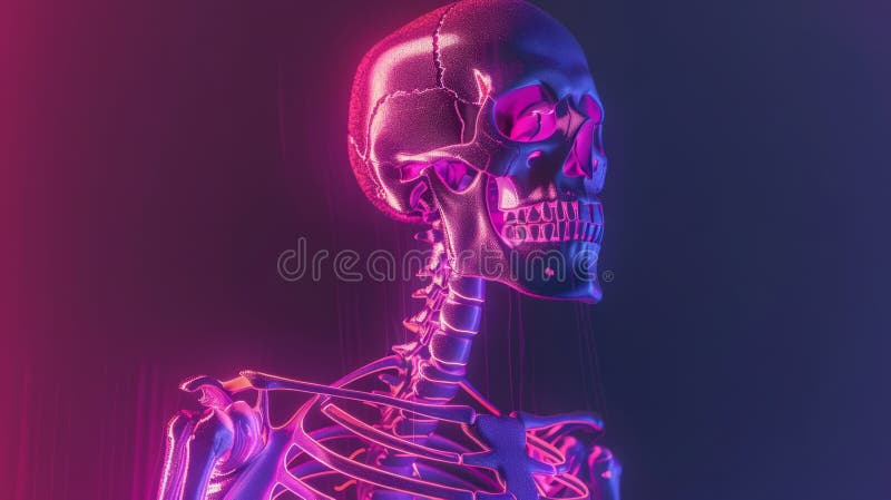 Human Skeleton, Abstract Neon Stock Illustration - Illustration of flow ...
