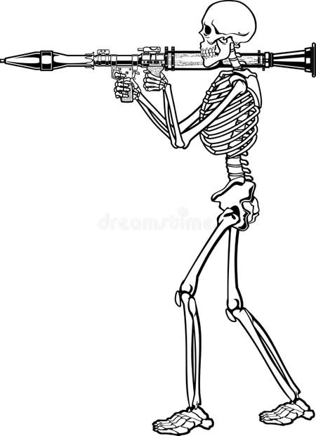 Human Skeleton Aiming a Rpg-7 Rocket-propelled Grenade Launcher Stock ...