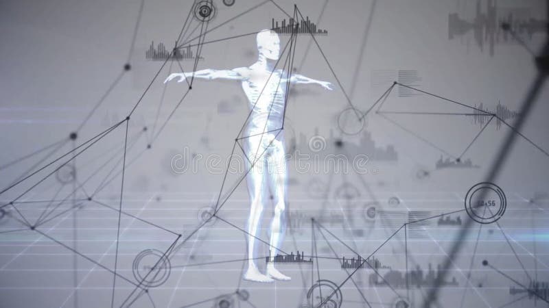 Human Skeleton with Arms Outstretched, Network Connections and Data ...