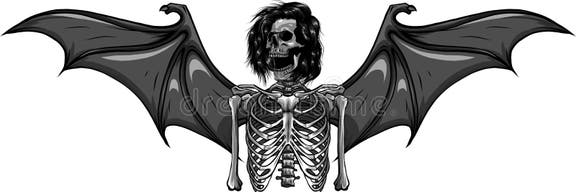 Design of Human Skeleton with Bat Wings Vector Illustration Stock ...
