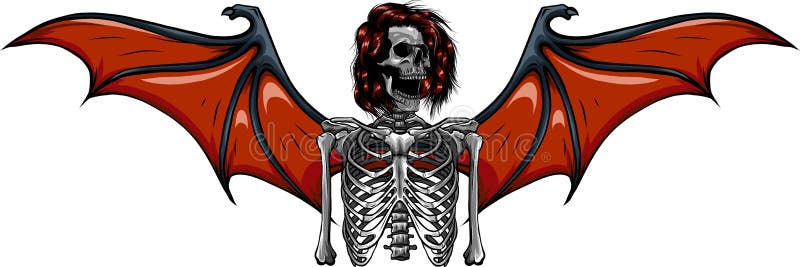 Human Skeleton with Bat Wings Vector Illustration Stock Vector ...