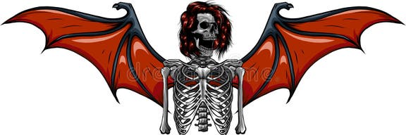 Human Skeleton with Bat Wings Vector Illustration Stock Vector ...
