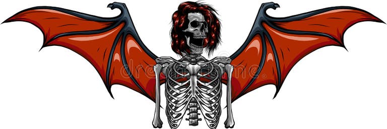 Human Skeleton with Bat Wings Vector Illustration Stock Vector ...