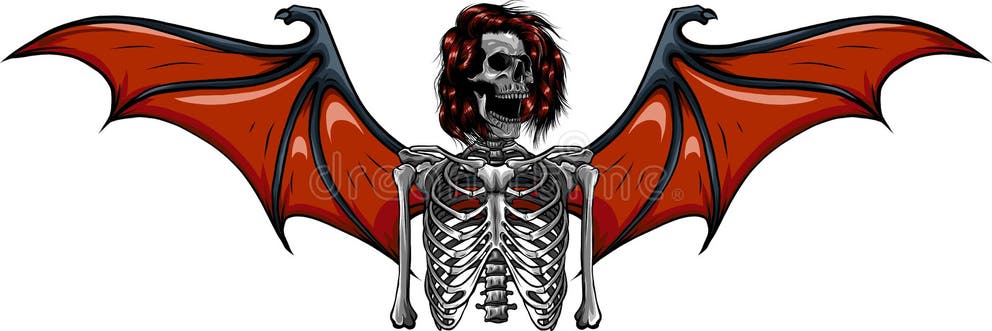 Human Skeleton with Bat Wings Vector Illustration Stock Vector ...