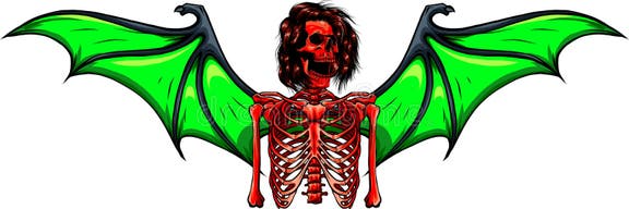 Human Skeleton with Bat Wings Vector Illustration Stock Vector ...