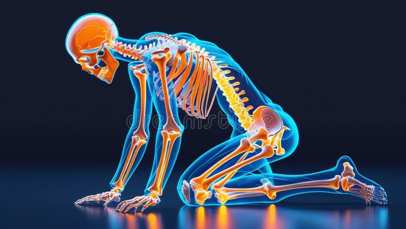 Human Skeleton in Crawling Position with Highlighted Nervous System ...