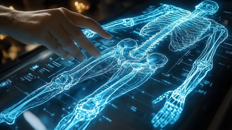 Human Skeleton Display with Hand Interaction Stock Illustration ...