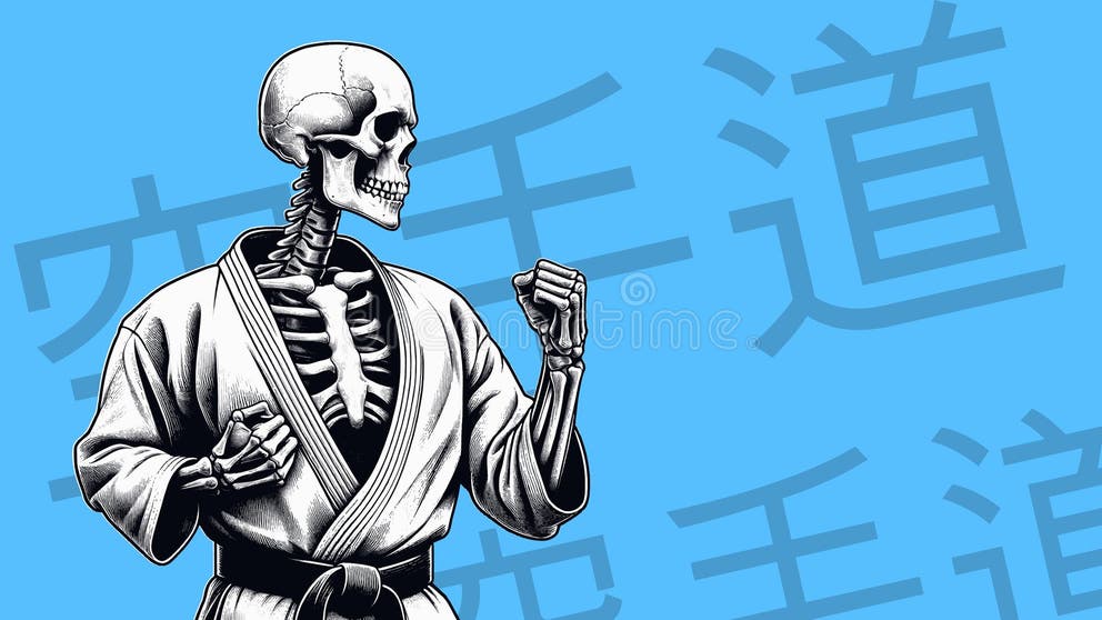 A Human Skeleton Dressed in a Karate Suit. Stock Illustration ...