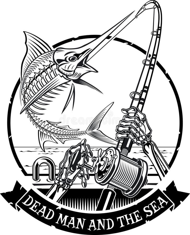 Human Skeleton Fighting a Skeleton Marlin Stock Vector - Illustration ...