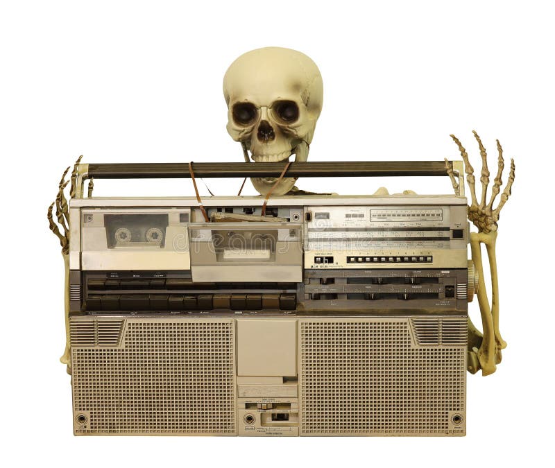 Human Skeleton Holding Music Player Stock Image - Image of horror ...