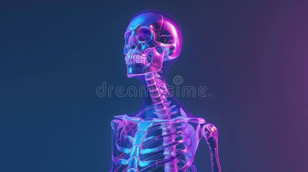 Human Skeleton, Isolated 3D Hologram. Stock Illustration - Illustration ...
