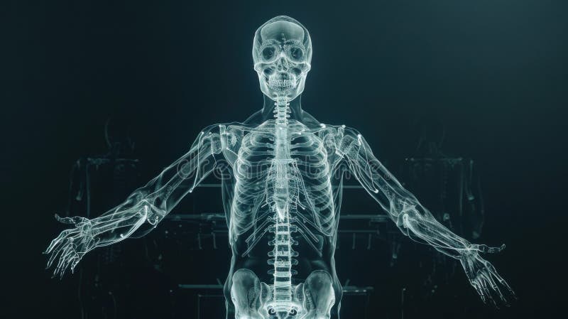 Human Skeleton, Isolated 3D Hologram. Stock Illustration - Illustration ...
