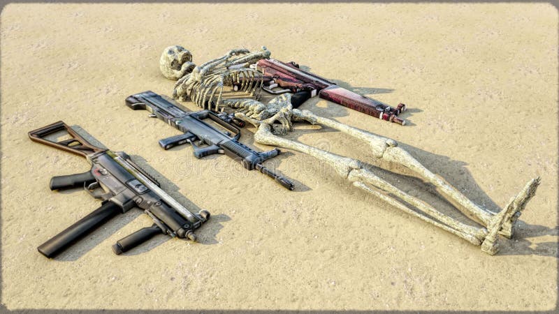 Human skeleton & guns stock photo. Image of back - 147917294