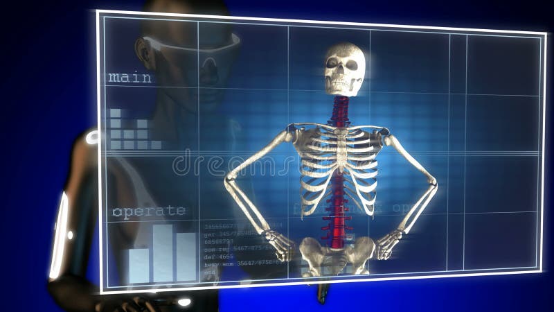 Human Skeleton Radiography Scan on Hologram Stock Video - Video of loop ...