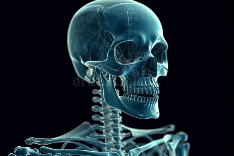 Human Skeleton X-ray Image on Black Background. 3d Illustration Stock ...