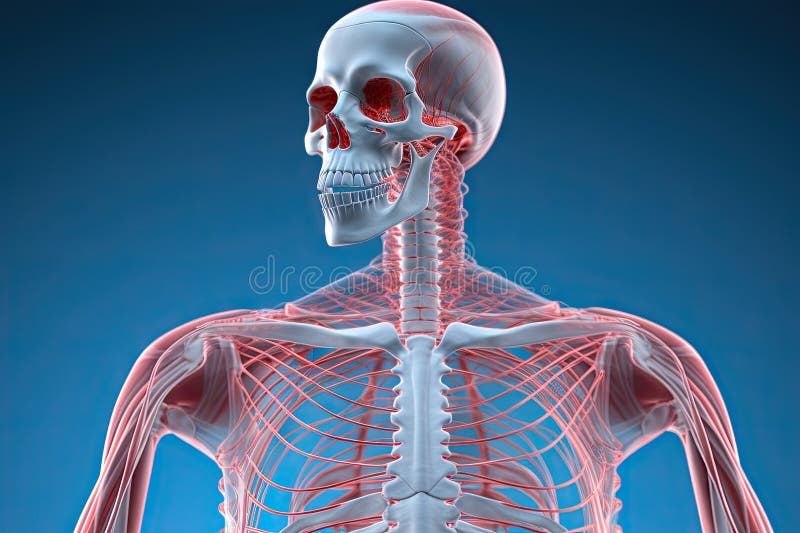 A Human Skeleton is Shown with Muscles Highlighted Created with ...