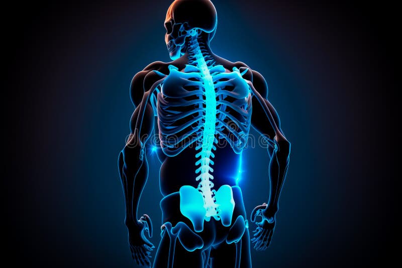 Human Skeleton with Skeleton Highlighted in the Lower Half of the Body ...
