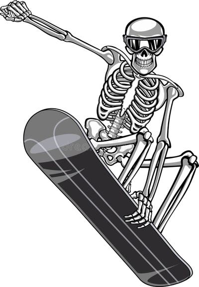 Human Skeleton on Snowboard Snowboarding Stock Vector - Illustration of ...