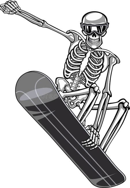 Human Skeleton on Snowboard Snowboarding Stock Vector - Illustration of ...