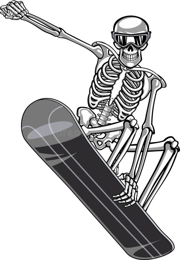 Human Skeleton on Snowboard Snowboarding Stock Vector - Illustration of ...