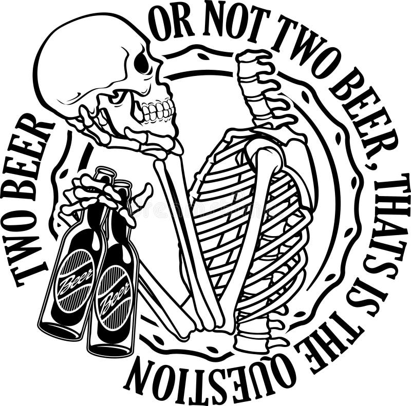 Human Skeleton Two Bottles of Beer and Its Own Head Stock Vector ...