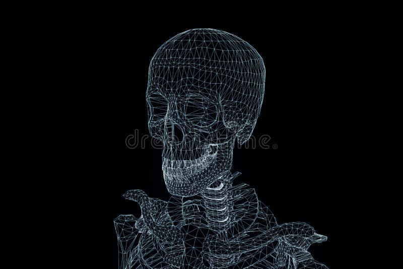 Human Skeleton Wireframe Hologram in Motion. Nice 3D Rendering Stock ...