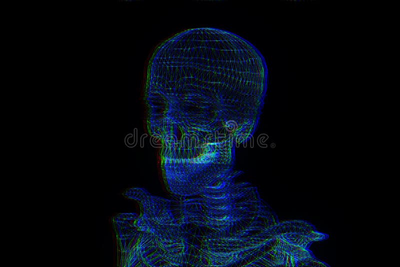 Human Skeleton Wireframe Hologram in Motion. Nice 3D Rendering Stock ...